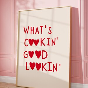 What's Cookin' Good Lookin' Aesthetic Kitchen Decor Cute Cooking Art ...
