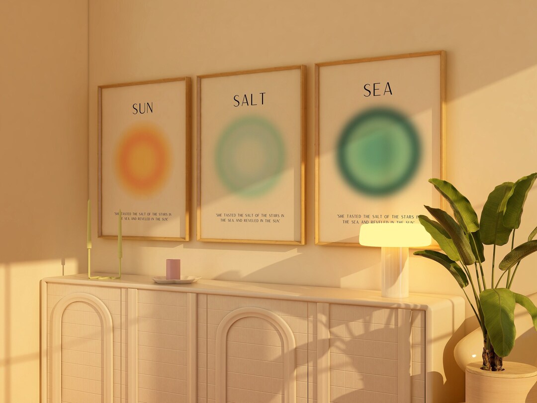 Coastal Aura Prints Trendy Beach House Decor Cute Aura Posters Ocean ...