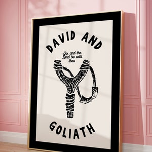 David and Goliath Art Print Christian Wall Art Bible Minimalist Poster ...