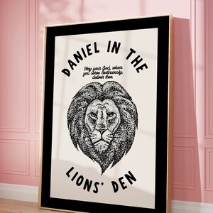 Daniel in the Lions' Den Art Print Christian Wall Art Bible Minimalist ...
