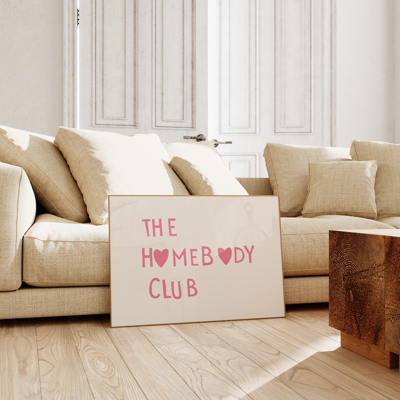 Homebody Club Print: Minimalist Heart Poster, Trendy Wall Art (digital ...