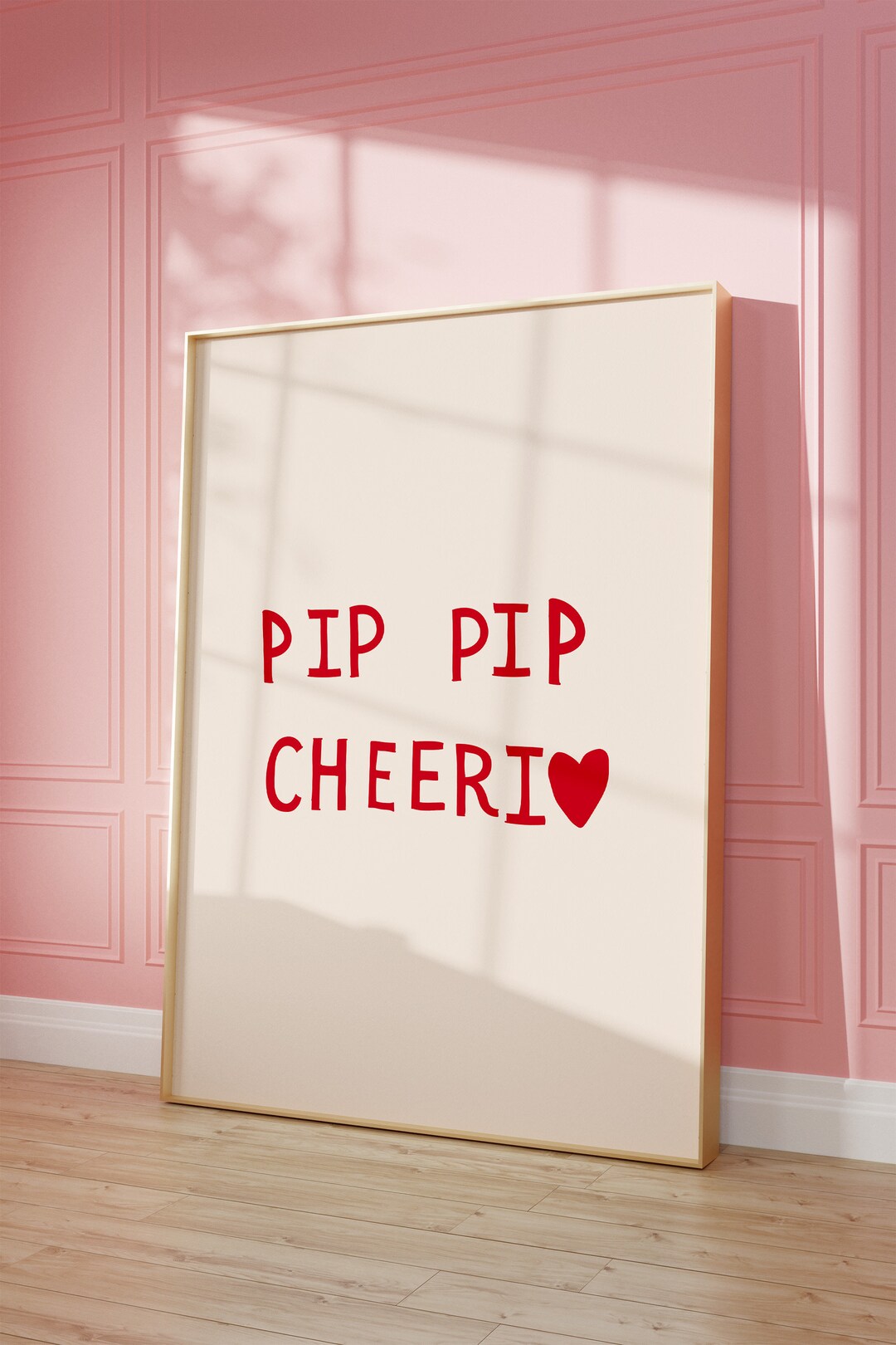 Pip Pip Cheerio Print Minimalist Heart Poster Trendy Living - Etsy