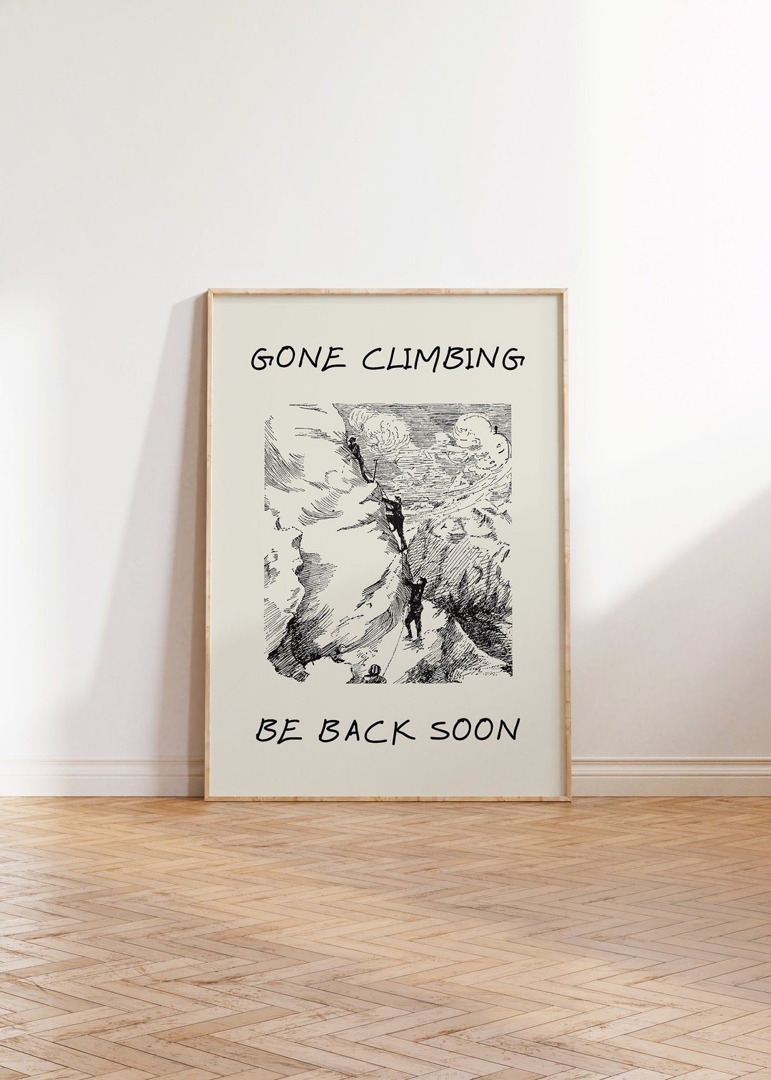 Vintage Climbing Print Gone Climbing Be Back Soon Poster Climber Art ...