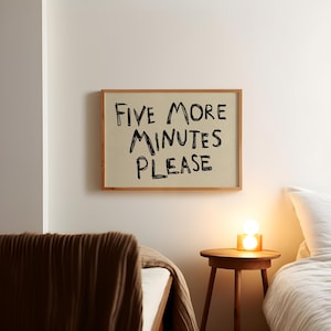 Funny Bed Print Five More Minutes Please Poster Sleep Lovers Wall Art ...