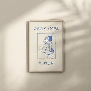 Cute Water Print Self Care Poster Trendy Vintage Girl Wall Art Retro ...