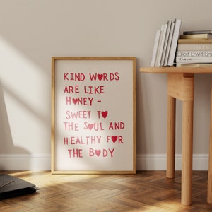 Kind Words Are Like Honey Art Print Minimalist Christian Wall Art Heart ...