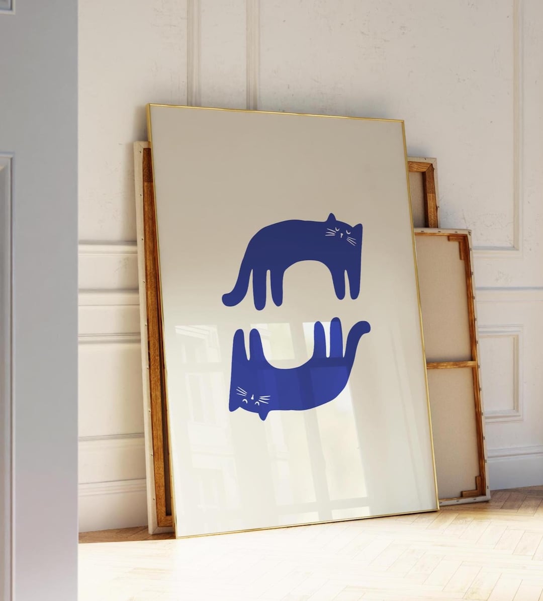 Blue Cat Print: Funky Retro Poster (digital Download) - Etsy