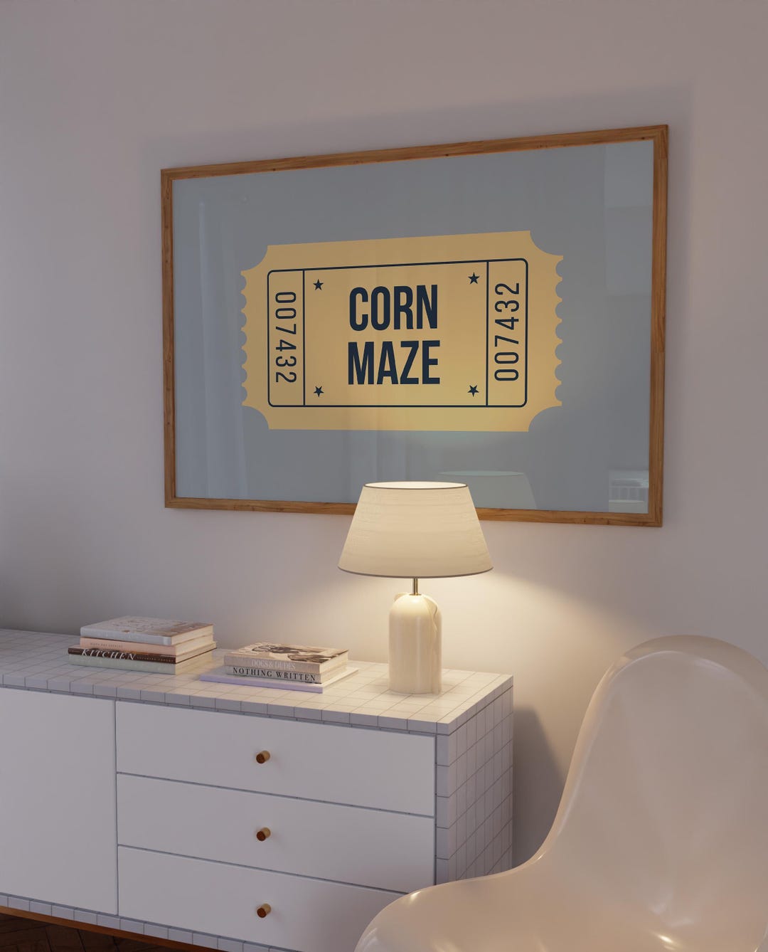 Corn Maze Ticket Print Cute Autumn Wall Art Ticket Stub Print Fall ...