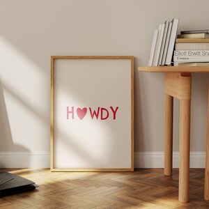 Howdy Poster Western Wall Art Minimalist Heart Print Southern Home ...