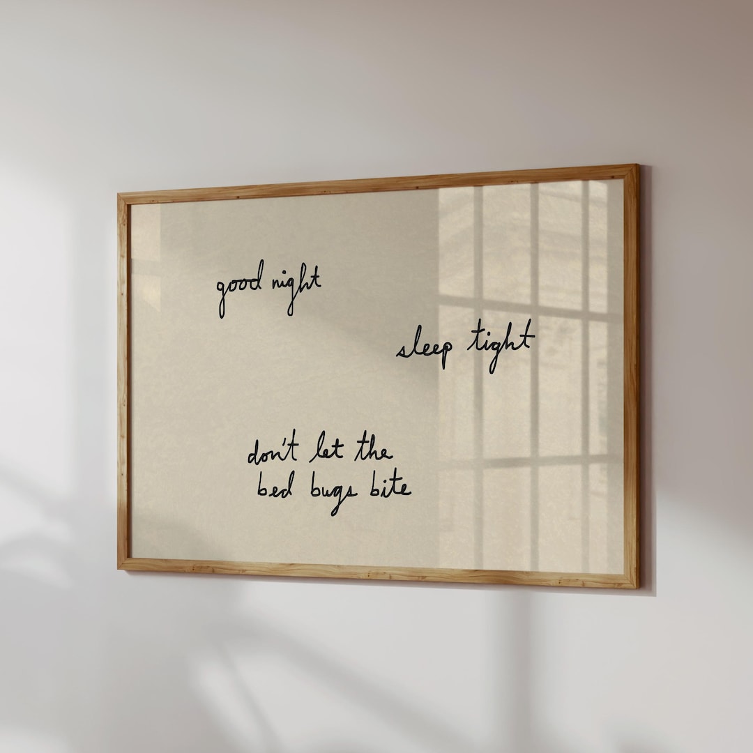 Good Night Print: Hand-drawn Typography Poster, Neutral Bedroom Decor ...