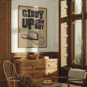 Retro Cowboy Poster Vintage Western Wall Art Black Cowboy Hat Print ...