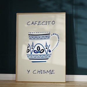 Cafecito Y Chisme Print, Spanish Coffee Art, Kitchen Decor (digital ...