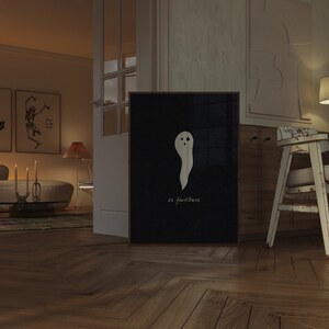 French Ghost Print Quirky Halloween Decor Cute Ghost Poster Minimalist ...