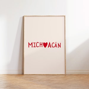 Michoacan Print Mexican State Wall Art Michoacán Mexico Poster Heart ...
