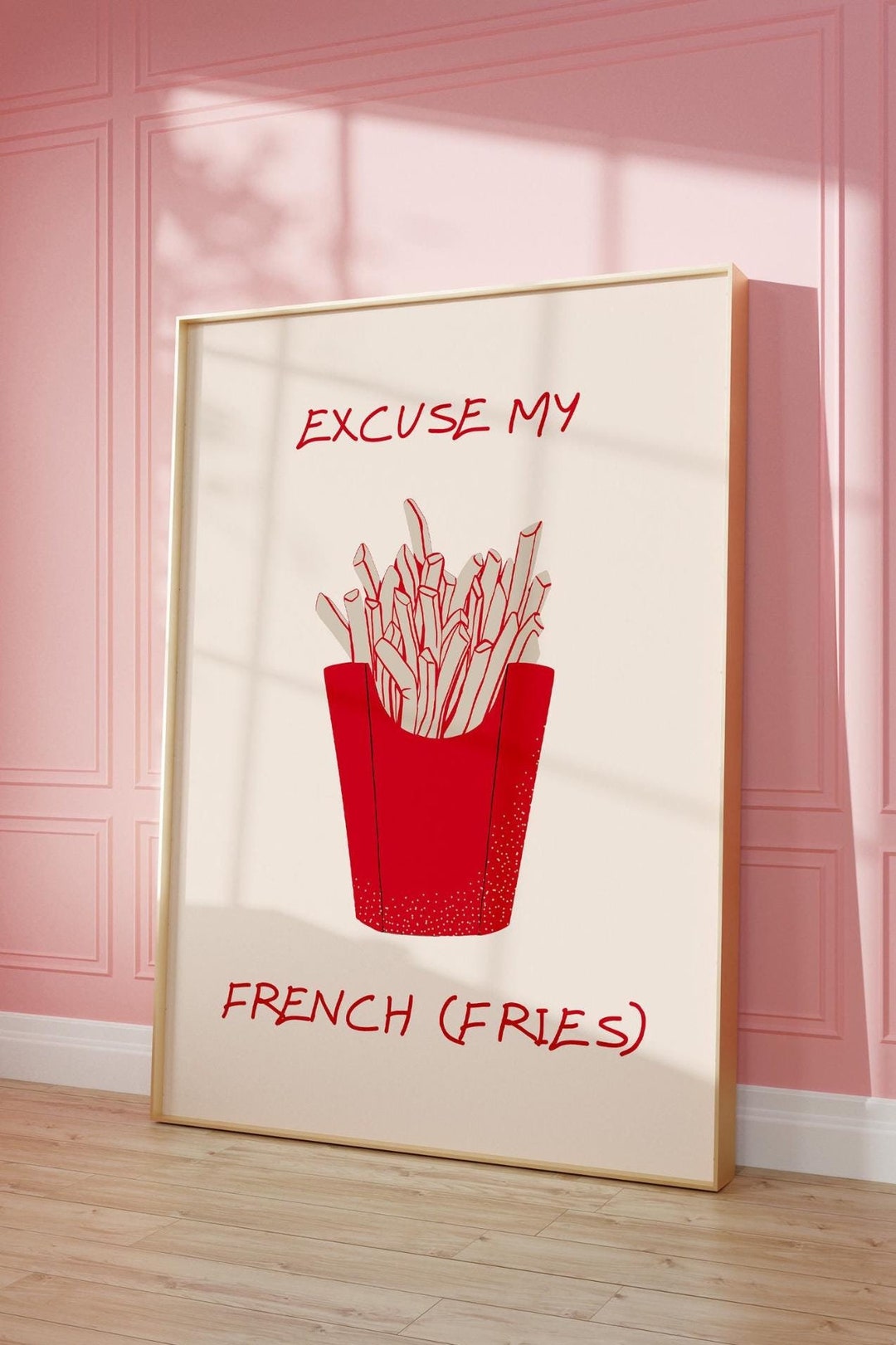 Funny French Fries Print Cute Kitchen Wall Art Aesthetic Kitchen Decor ...