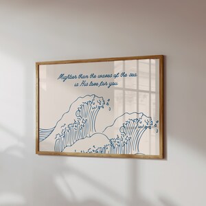 Mightier Than the Waves Art Print Minimalist Christian Wall Art Psalm ...
