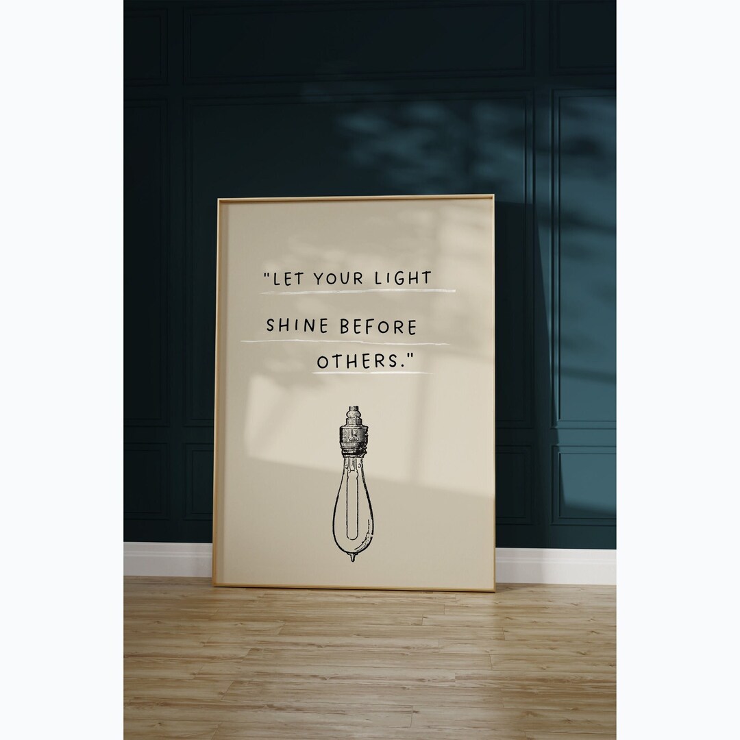 Let Your Light Shine Before Others Minimalist Bible Art Print Christian ...