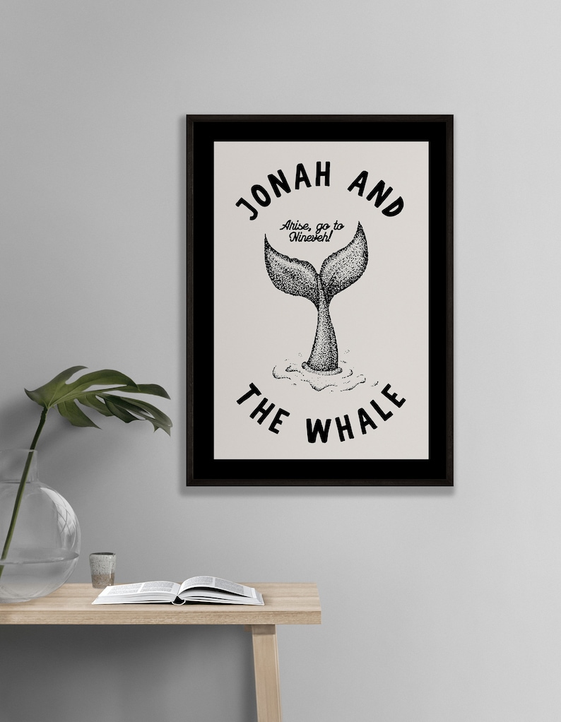 Jonah and the Whale Art Print, Retro Bible Poster (digital Download) - Etsy