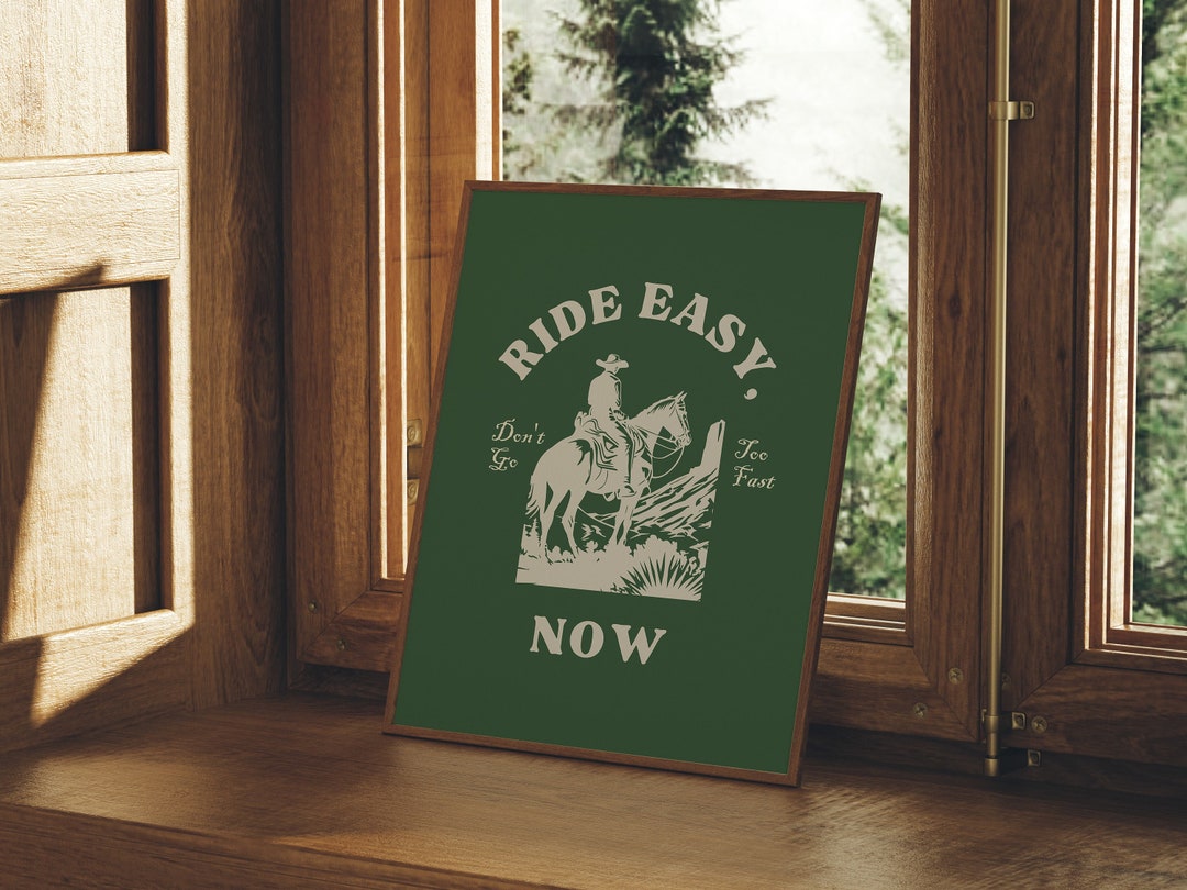 Cowboy Quote Print Retro Western Wall Art Horseback Riding Poster ...