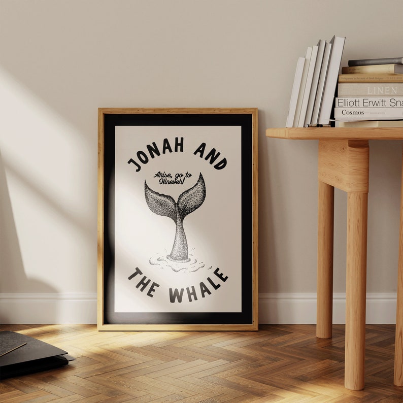 Jonah and the Whale Art Print, Retro Bible Poster (digital Download) - Etsy