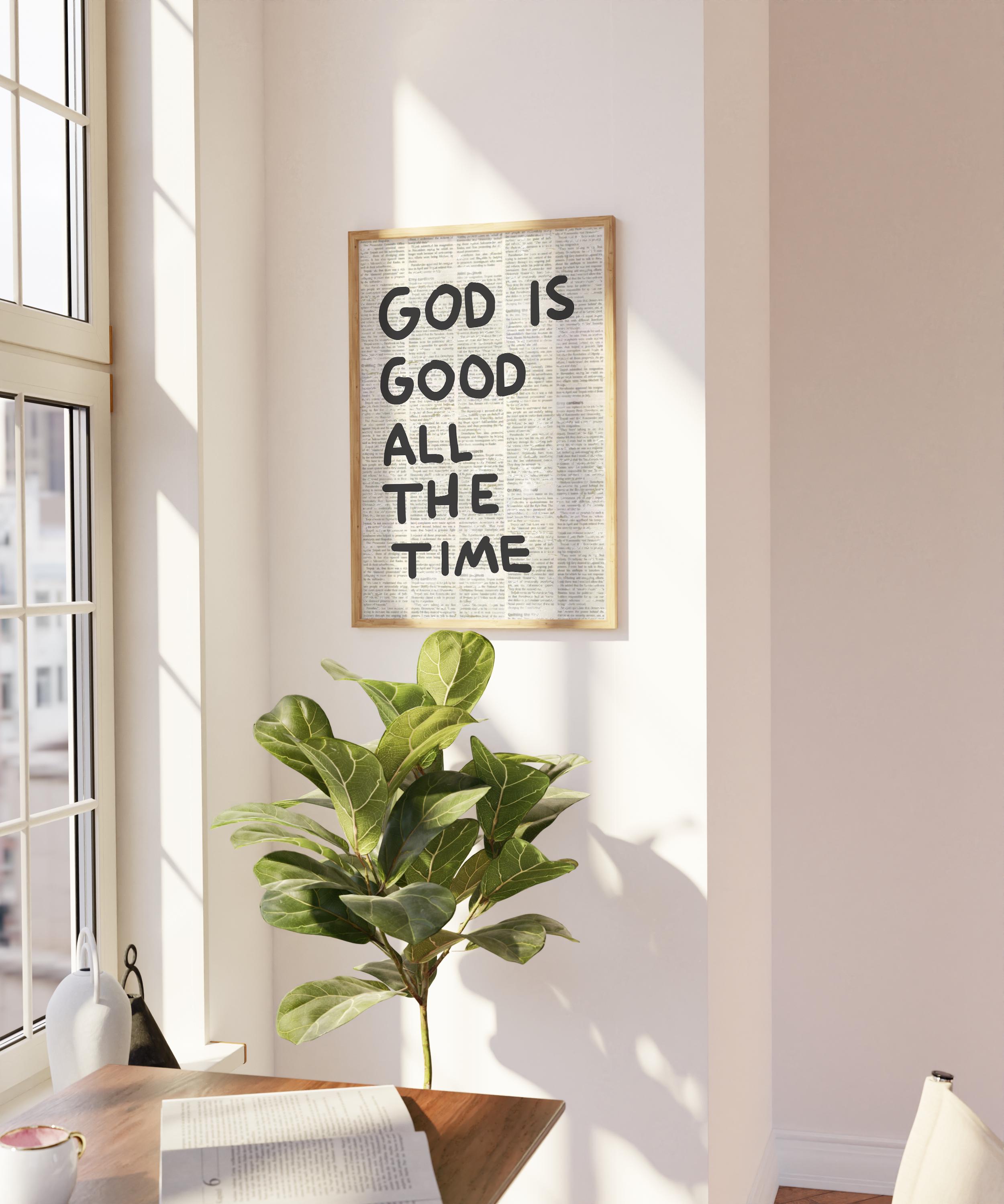 God is Good Newspaper Print: Neutral Christian Wall Art (digital ...