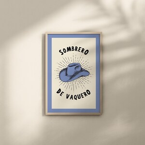 Spanish Cowboy Print Retro Western Poster Mexican Decor Cowboy Hat ...