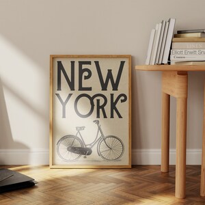 Vintage New York Art Print Bicycle Poster New York State Poster ...