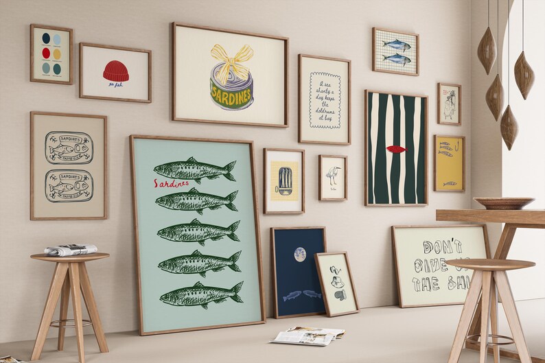 Nautical Gallery Wall Art Set: 17 Coastal Fishermancore Prints (digital ...