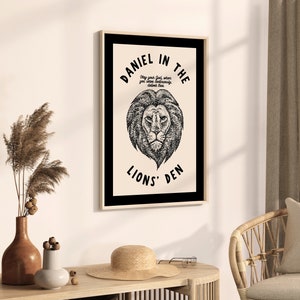 Daniel in the Lions' Den Art Print Christian Wall Art Bible Minimalist ...