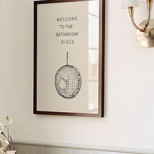 Bathroom Disco Print: Funny Toilet Poster, Minimalist Decor (digital ...
