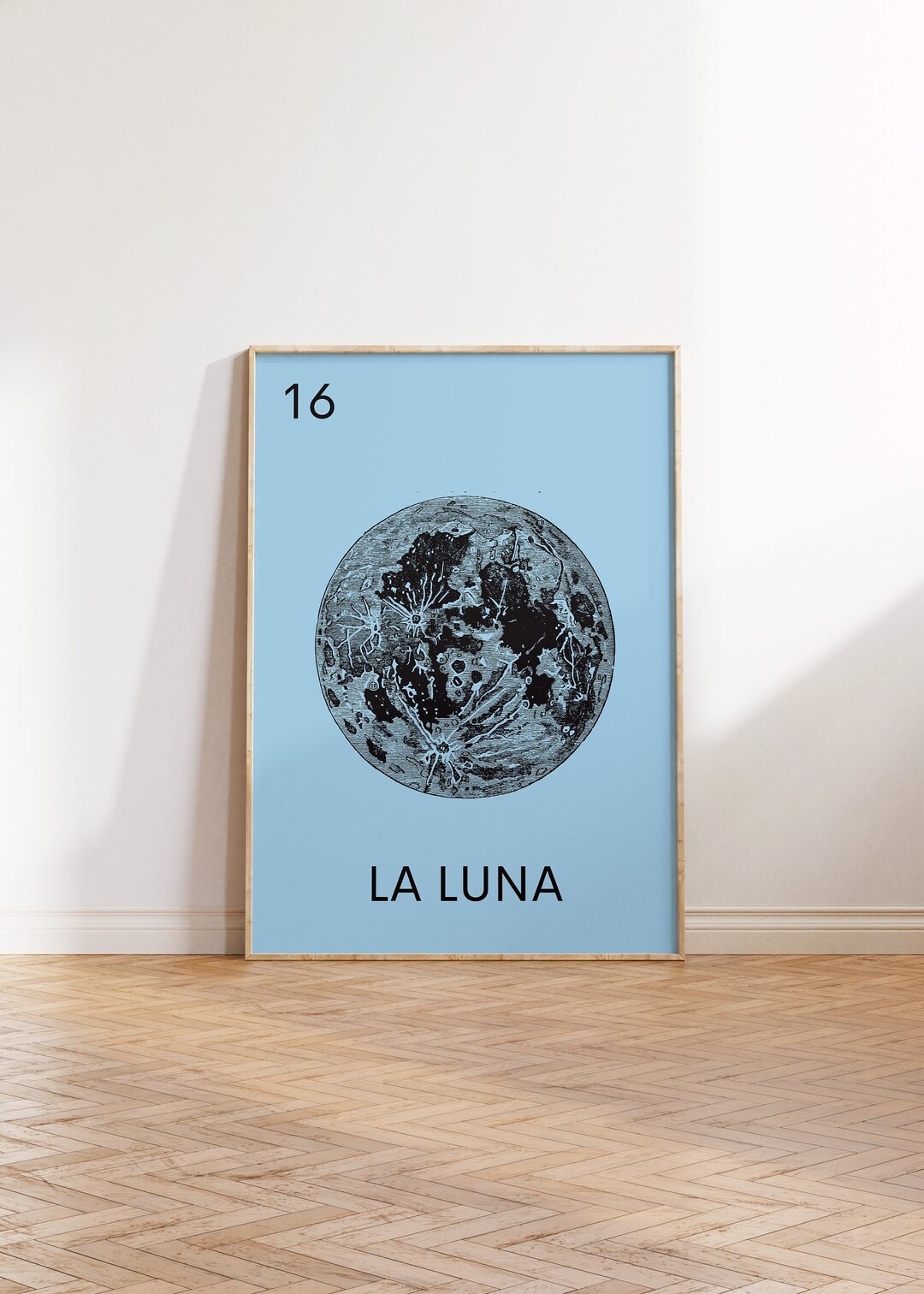 Mexican Loteria Print Vintage Moon Poster Mexico Art Print Mexico Wall ...