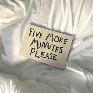 Funny Bed Print Five More Minutes Please Poster Sleep Lovers Wall Art ...