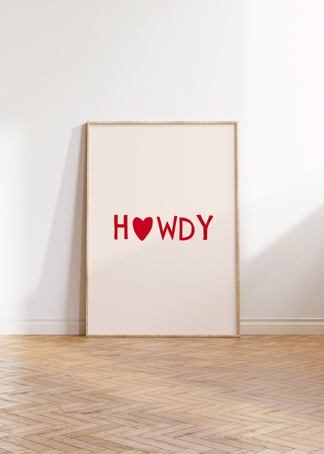Howdy Poster Western Wall Art Minimalist Heart Print Southern Home ...
