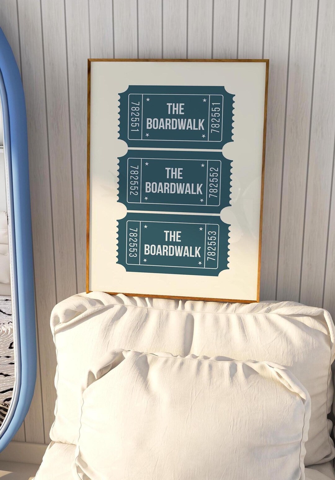 Cute Coastal Print the Boardwalk Ticket Stub Poster Trendy Beach House ...