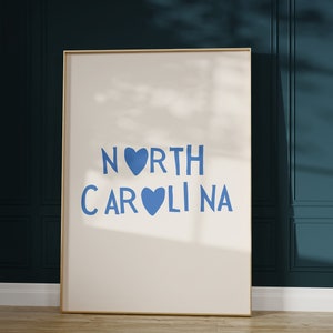 North Carolina Poster North Carolina Wall Art North Carolina Art Print ...