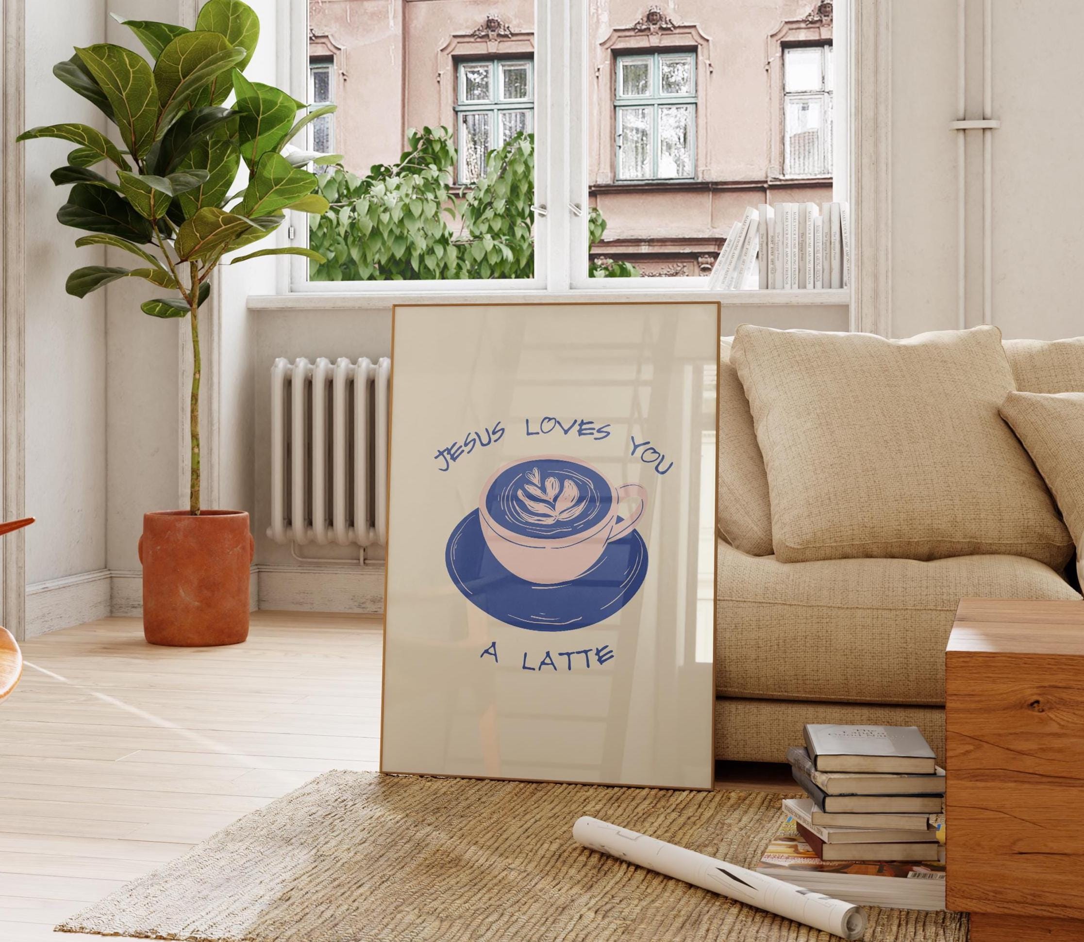 Christian Coffee Art Print: Jesus Loves You A Latte (digital Download ...