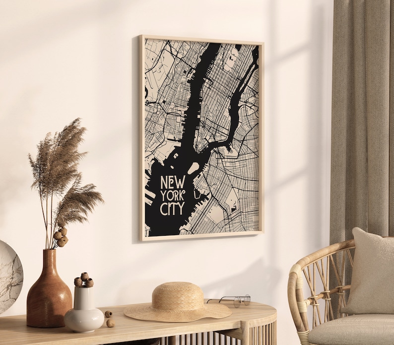 New York City Map Print NYC Wall Art New York City Poster - Etsy