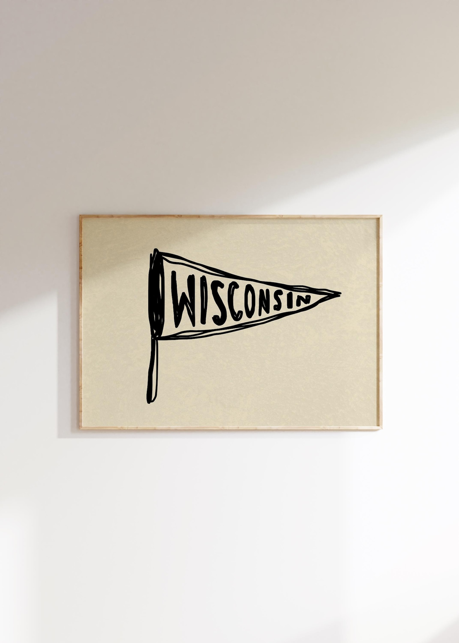 Wisconsin (U.S. State) Pennant Print: Retro Hand-drawn Poster (digital ...