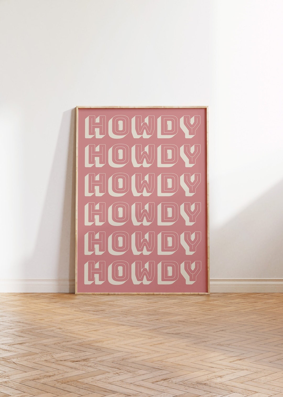 Retro Howdy Poster Pink Typography Print Cute Western Wall Decor Howdy ...