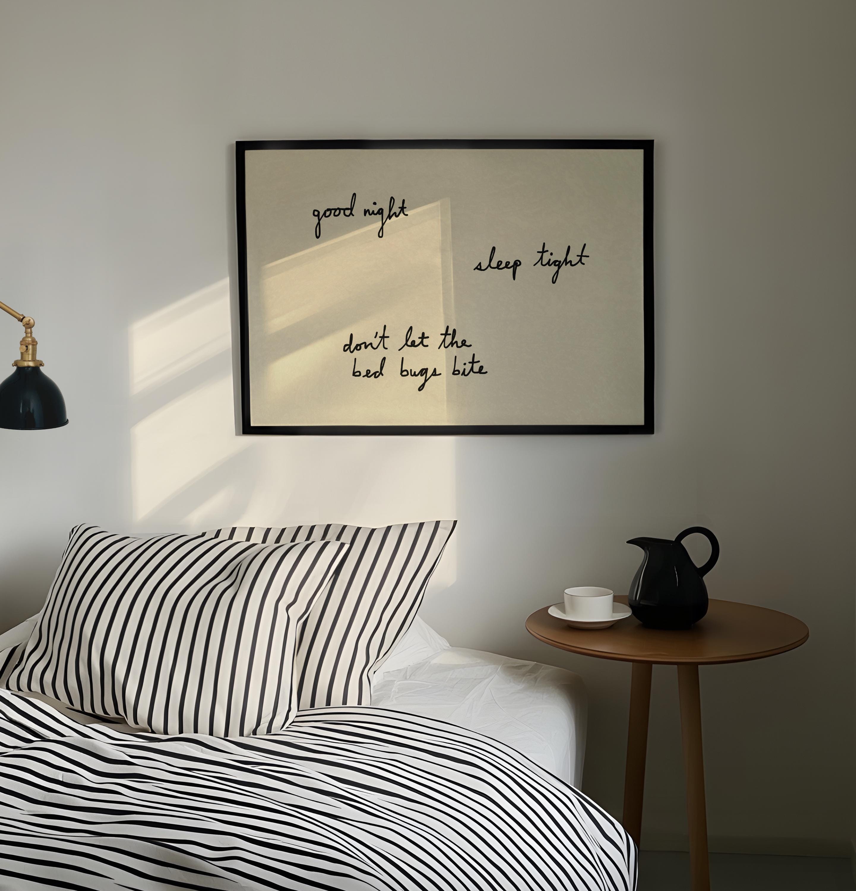 Good Night Print: Hand-drawn Typography Poster, Neutral Bedroom Decor ...