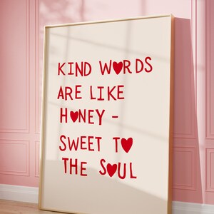 Kind Words Are Like Honey Art Print Minimalist Christian Wall Art Heart ...