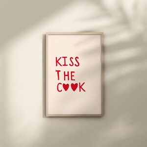 Kiss the Cook Print Aesthetic Kitchen Decor Cute Cooking Art Kitchen ...