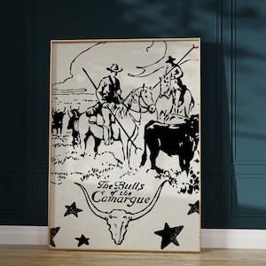 Vintage Cowboy Print Retro Western Wall Art Wild West Home Decor ...