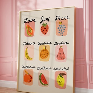 Fruit of the Spirit Art Print Retro Christian Wall Art Scripture Poster ...