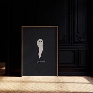 French Ghost Print Quirky Halloween Decor Cute Ghost Poster Minimalist ...
