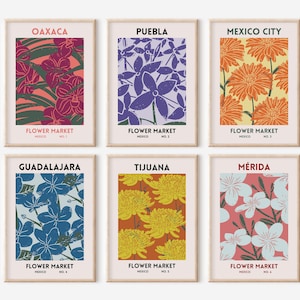 Mexico Flower Market Prints Mexican Decor Mexico Art Puebla Poster ...