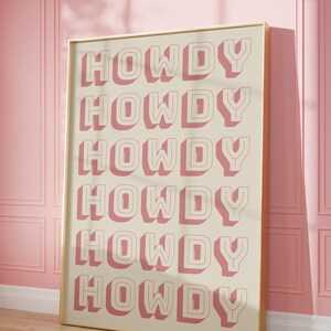 Retro Howdy Poster Vintage Western Wall Art Typography Print Southern ...