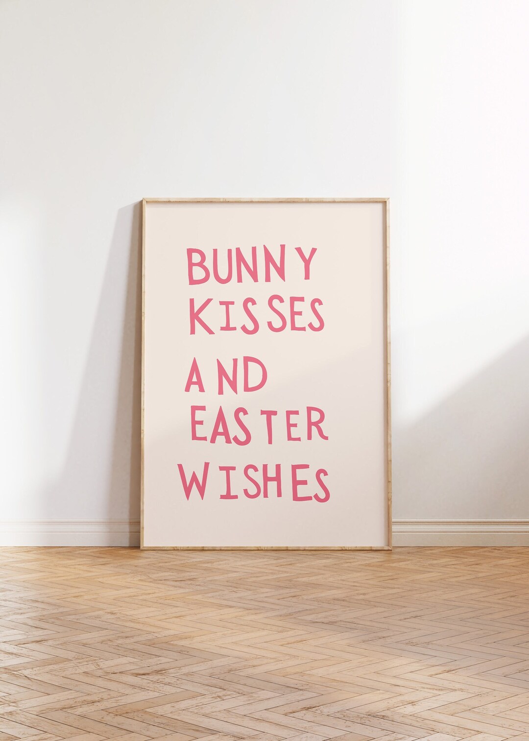 Pink Easter Print Bunny Poster Cute Spring Wall Art Easter Decor Pink ...