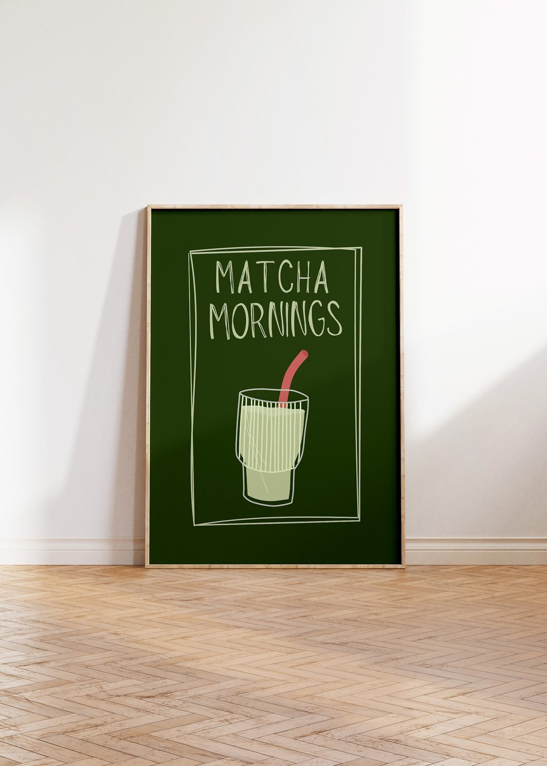 Green Matcha Print Trendy Kitchen Decor Matcha Wall Art Coffee Bar ...