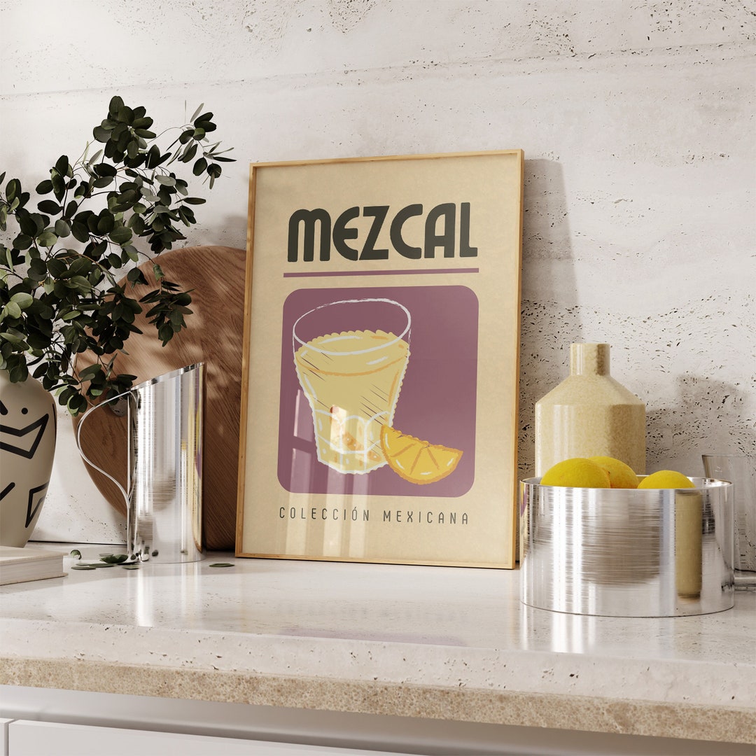 Mezcal Print Mexico Art Print Bar Cart Wall Art Vintage Mexico Wall Art ...